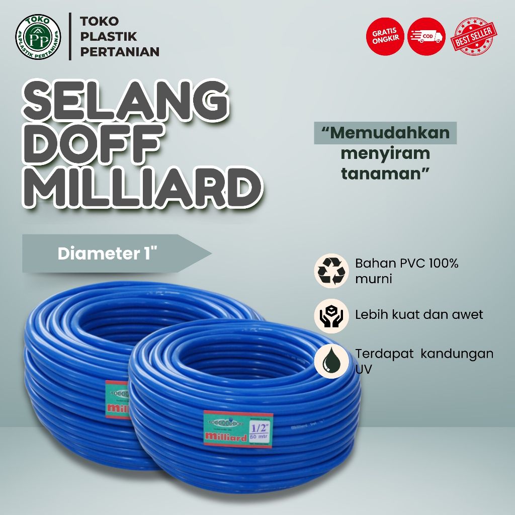 Jual SELANG AIR DOF MILLIARD UKURAN 1" @50 M | Shopee Indonesia