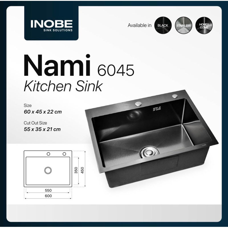 Jual KITCHEN SINK BAK CUCI PIRING BLACK MINIMALIS INOBE 6045 | Shopee Indonesia