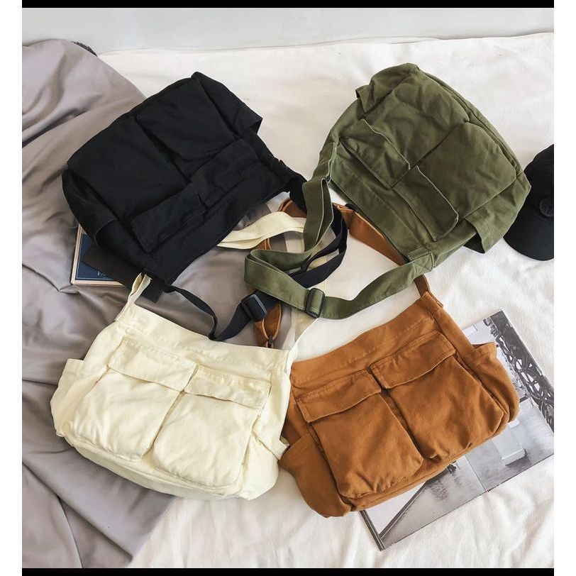Jual Tas Selempang Canvas unisex / tas selempang canvas korean style ...