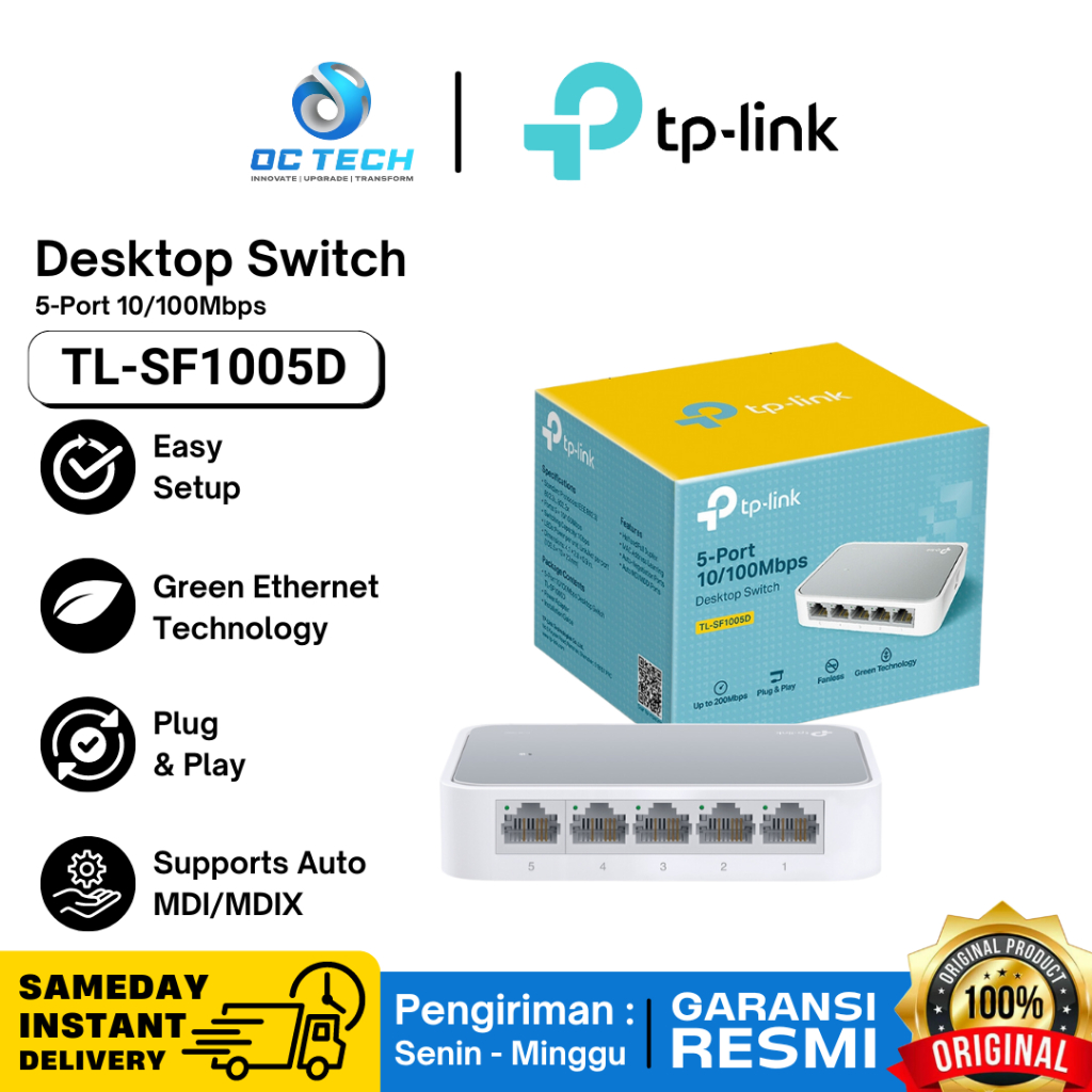 Jual Desktop Switch Hub TP-LINK TL-SF1005D 5 PORT Ethernet LAN RJ45 10/100 Mbps Original Garansi ...