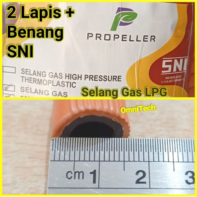 Jual Selang Gas LPG Elpiji Orange Hitam 2 Lapis Benang SNI 3/8" 10mm ...