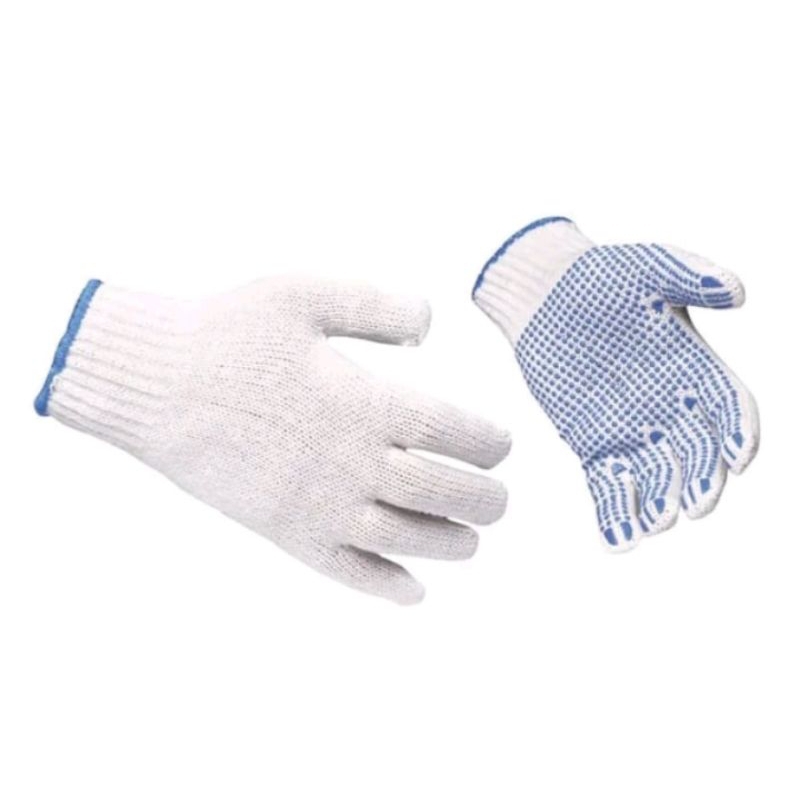 Jual Sarung tangan Benang Bintik Dot Nylon Pelindung Full jari Tidak ...