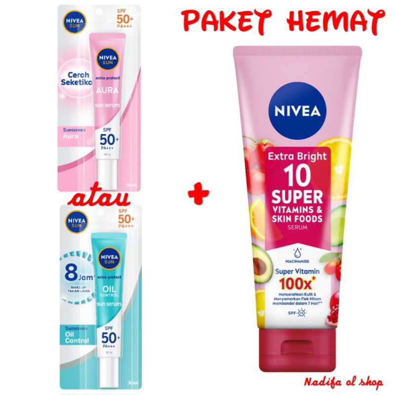 Jual Paket Hemat!! Nivea Body Serum Extra Bright 10 Super Vitamin ...