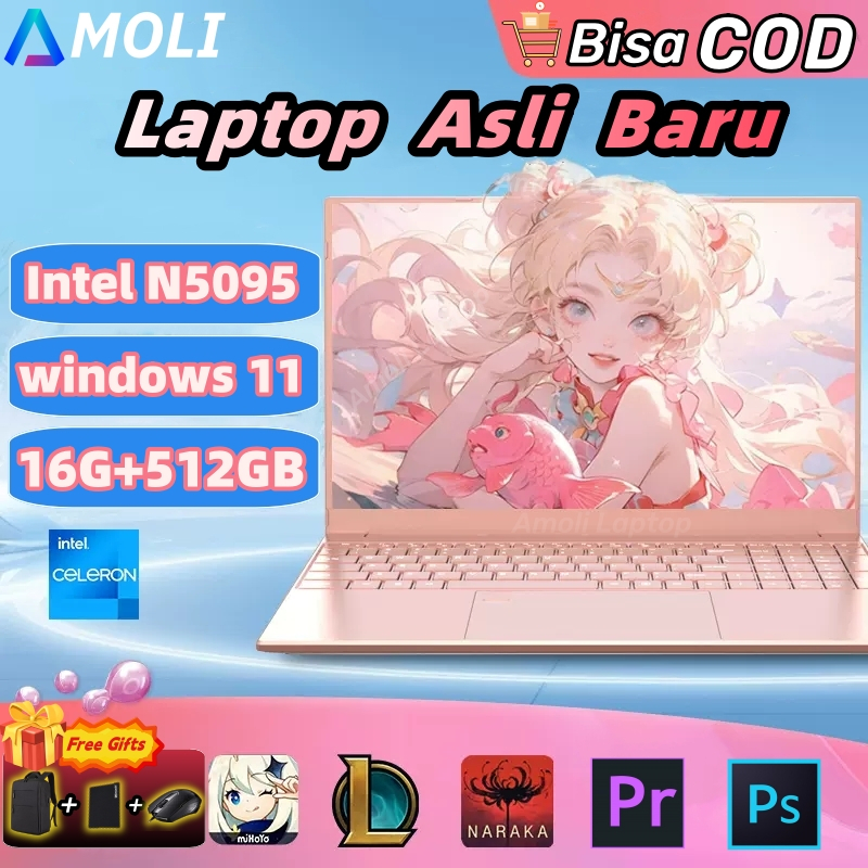 Jual AMOLI Laptop Baru Pink SSD Intel Celeron N5095 15.6 '16 Layar HD ...