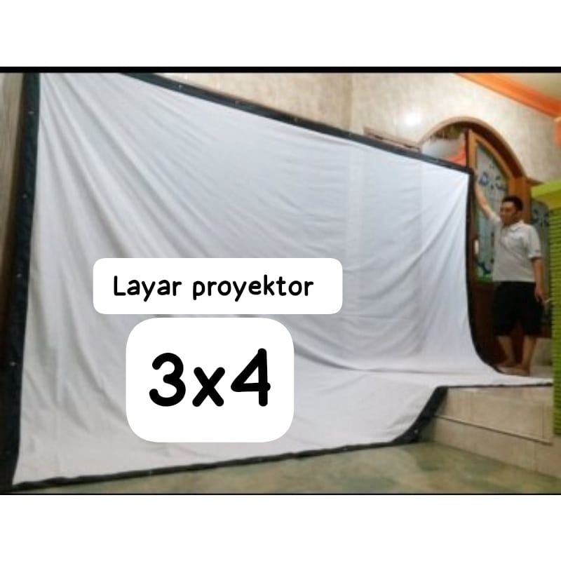 Jual screen proyektor/layar proyektor 3x4 tanpa sambungan | Shopee ...
