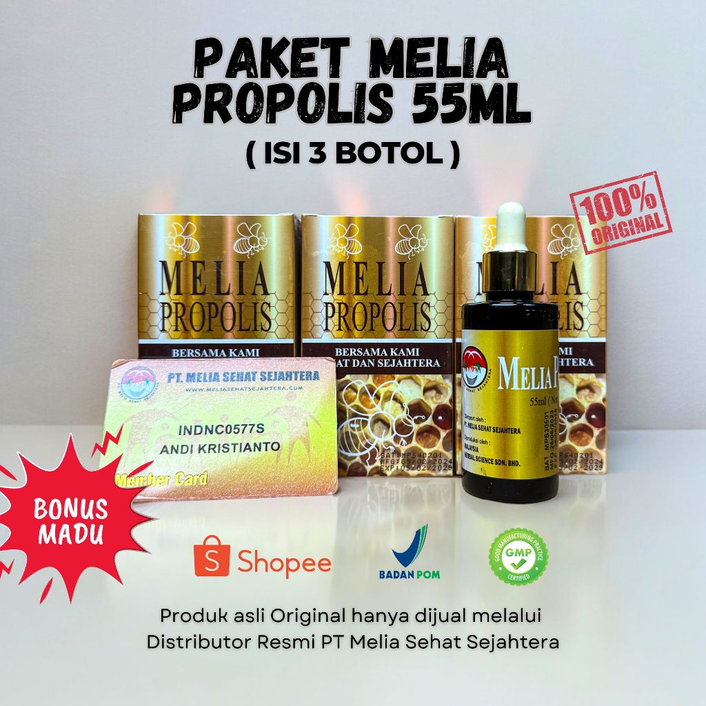 Jual Paket Hemat 3 Botol Melia Propolis 55ml Jaminan Asli Original ...