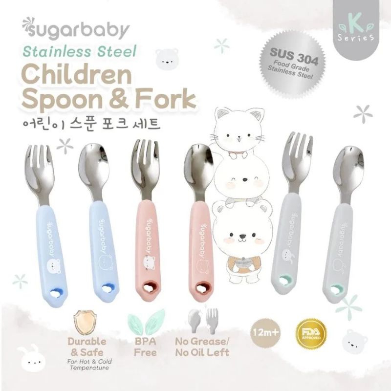 Jual SUGAR BABY STAINLESS STEEL CHILDREN SPOON AND FORK/SENDOK DAN ...