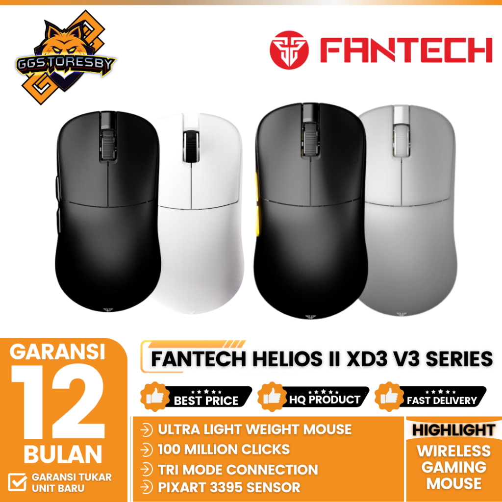 Jual FANTECH HELIOS II XD3 V3 1K 4K TRI MODE WIRELESS Gaming Mouse ...