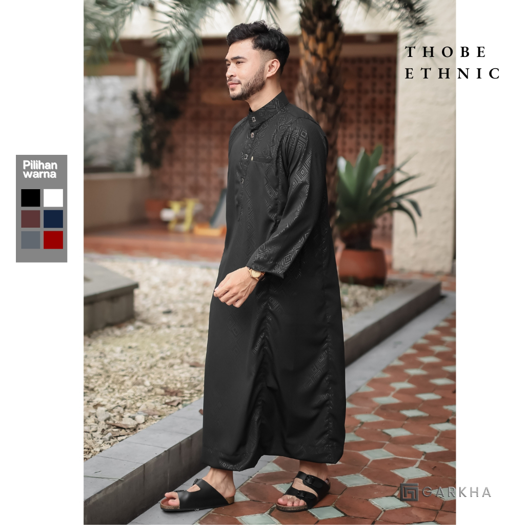 Jual Thobe Pria Embos Lengan Panjang Non Manset Jubah Gamis Modern ...