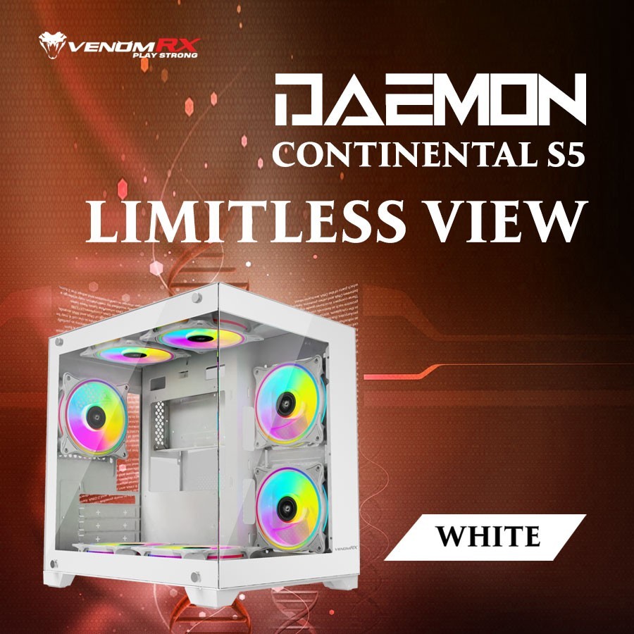 Jual VenomRX Casing PC Daemon Continental S5 White M-ATX Tempered Glass ...