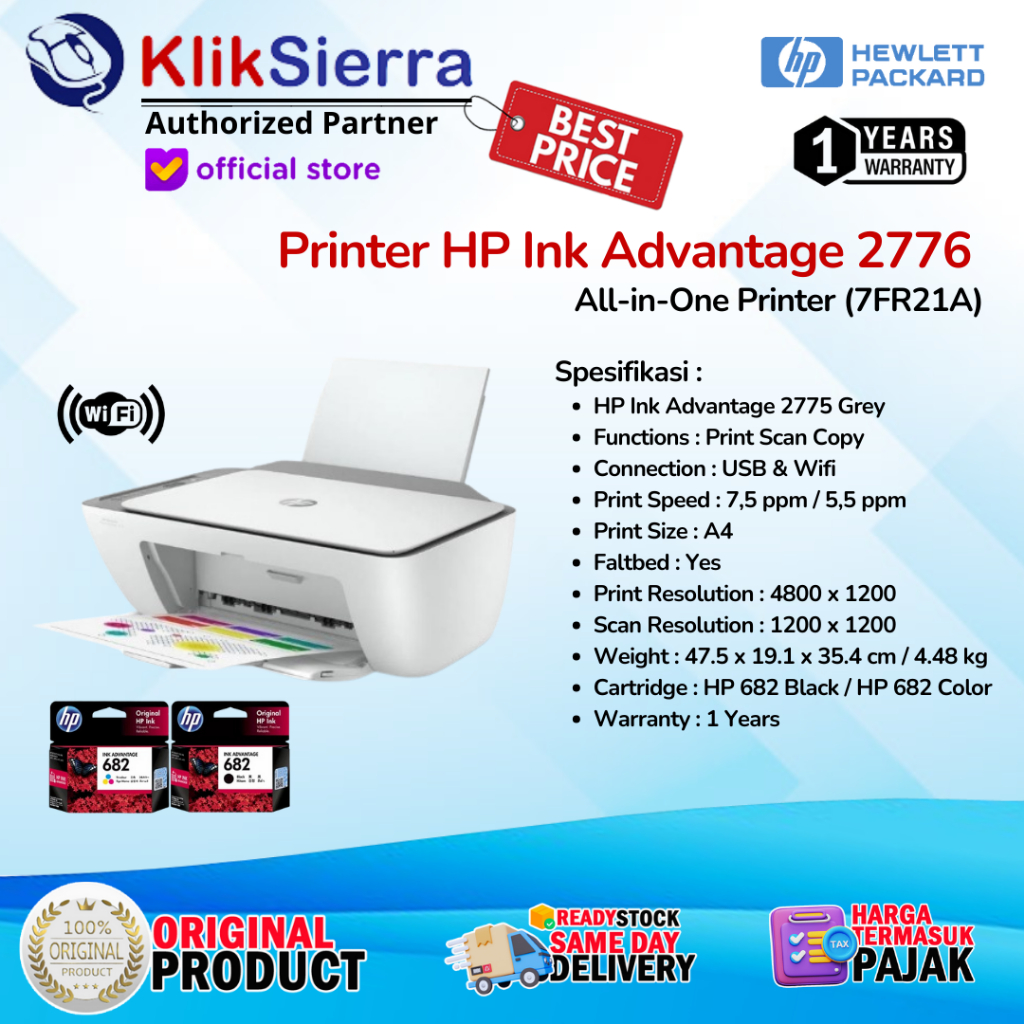 Jual HP-2776 Printer Deskjet Ink Advantage All In One (Print Scan Copy) + WiFi Garansi Resmi ...