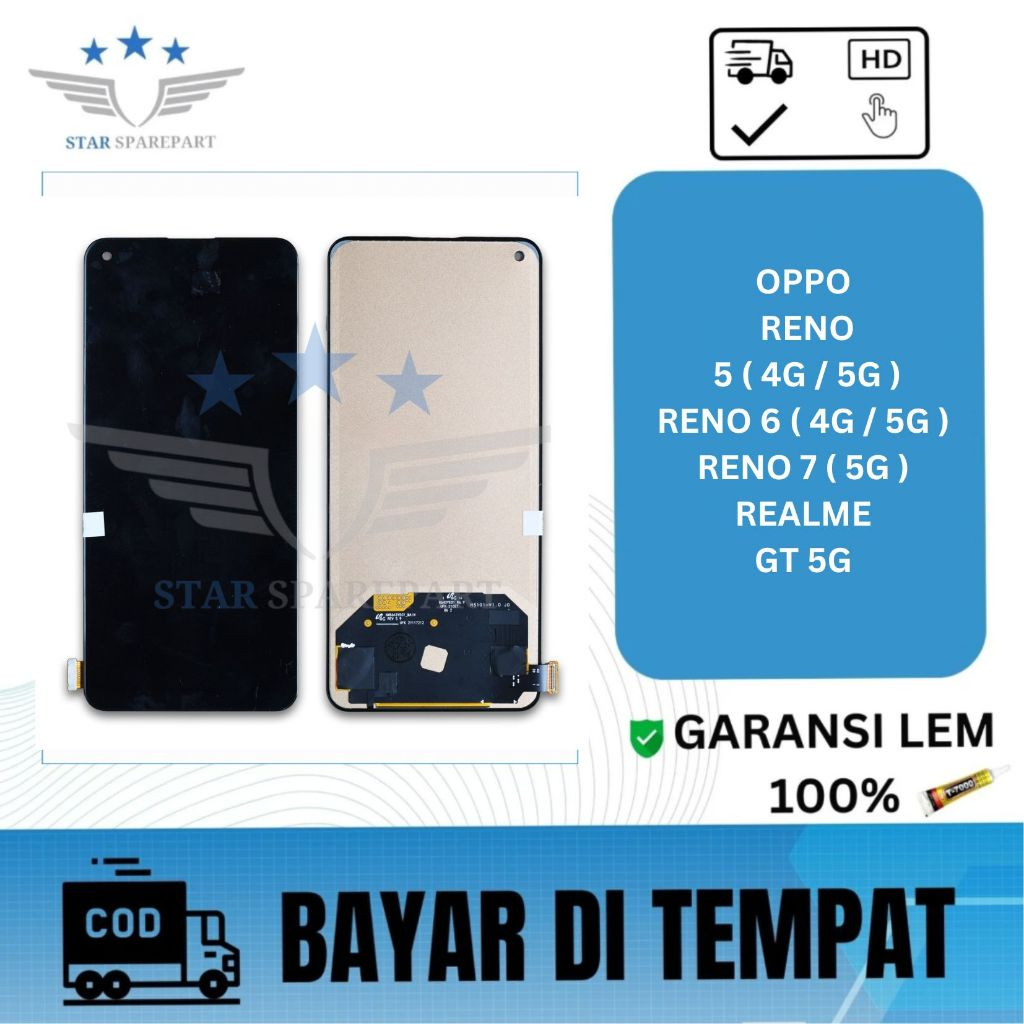 Jual LCD TOUCHSCREEN OPPO RENO 5 ( 4G / 5G ) / RENO 6 ( 4G / 5G ) / RENO 7 ( 5G ) / REALME GT 5G ...