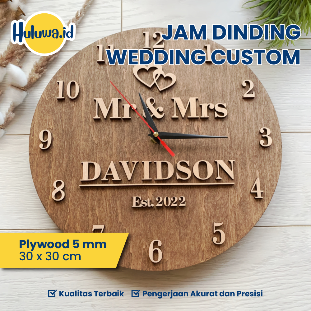 Jual Jam Dinding Wedding Custom / Personalized Wedding Gift / Jam ...