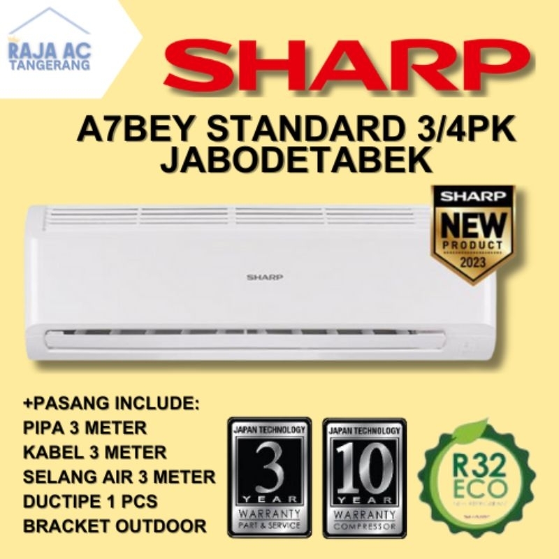 Jual AC Sharp 3/4 PK A7BEY STANDARD FREE PASANG + AKSESORIS Raja AC Tangerang | Shopee Indonesia