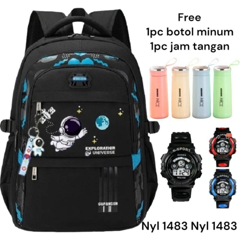 Jual Paket Hemat Tas sekolah anak sd smp Astronot berbonus ransel anak | Shopee Indonesia
