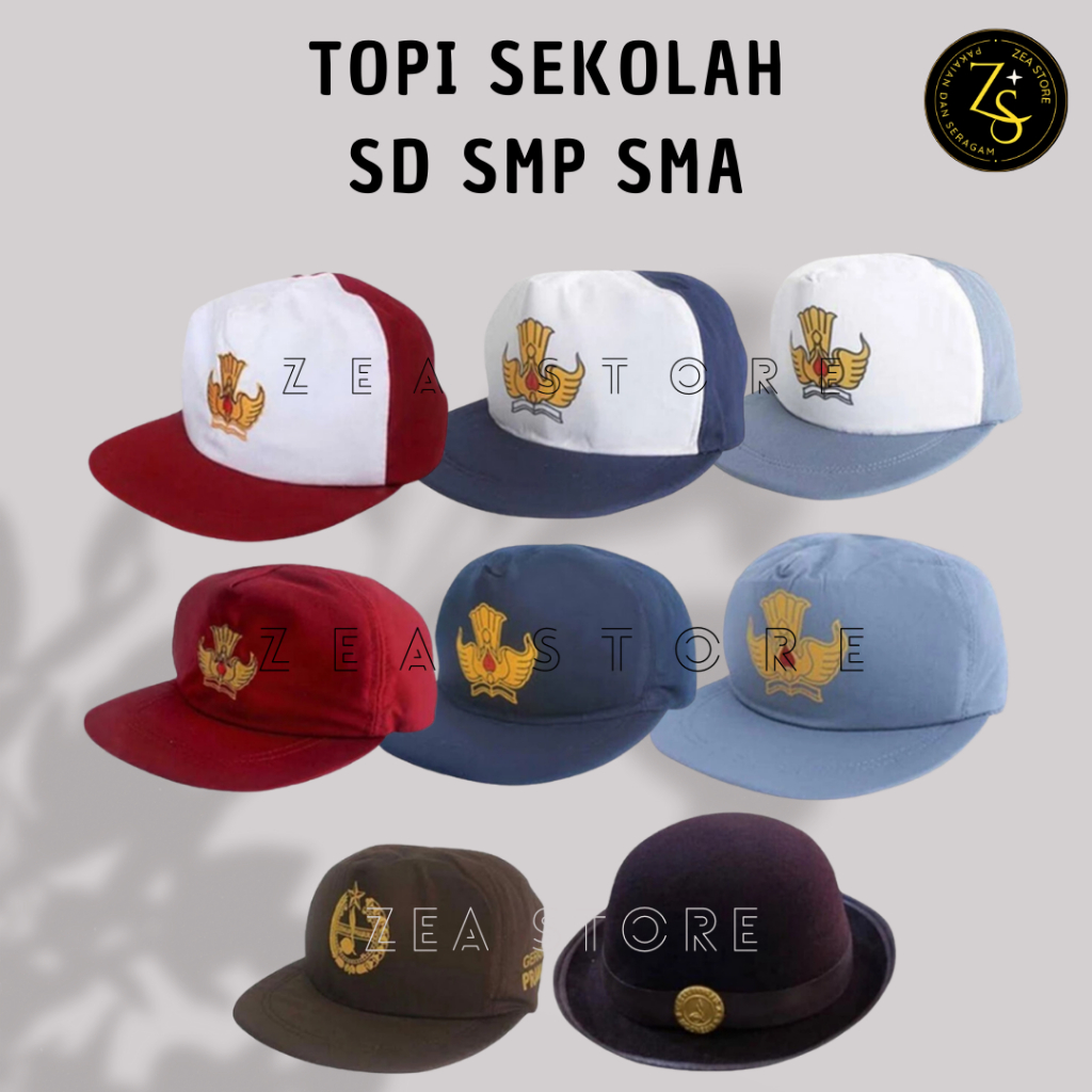 Jual Topi Sekolah SD SMP SMAAdem Dikepala Seragam Sekolah Logo Bordir ...