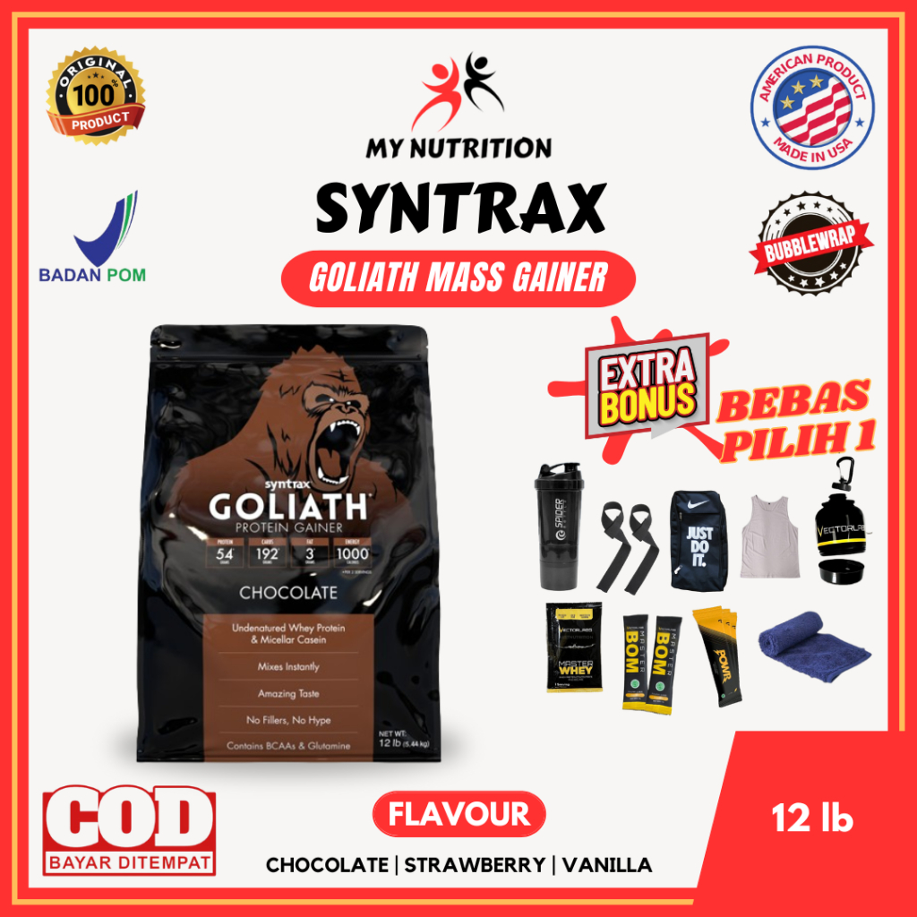Jual SYNTRAX GOLIATH Protein Mass Gainer 12 lbs Susu Weight Gain Gym ...