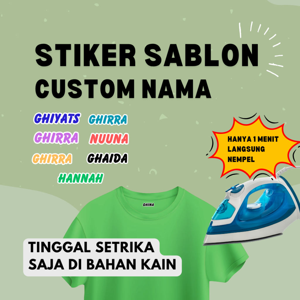 Jual Stiker Label Nama Kain Baju Isi 50Pcs Kaos Sablon Setrika Sticker ...