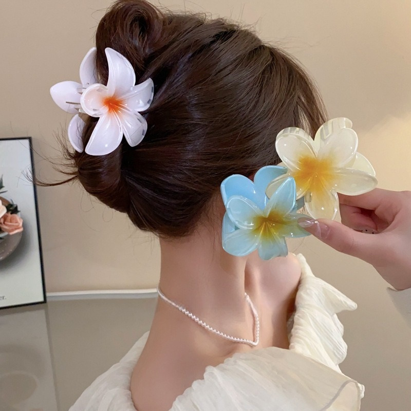 Jual Jepit Rambut Model Bunga Kamboja Akrilik 8cm - Hawaiian Plumeria ...