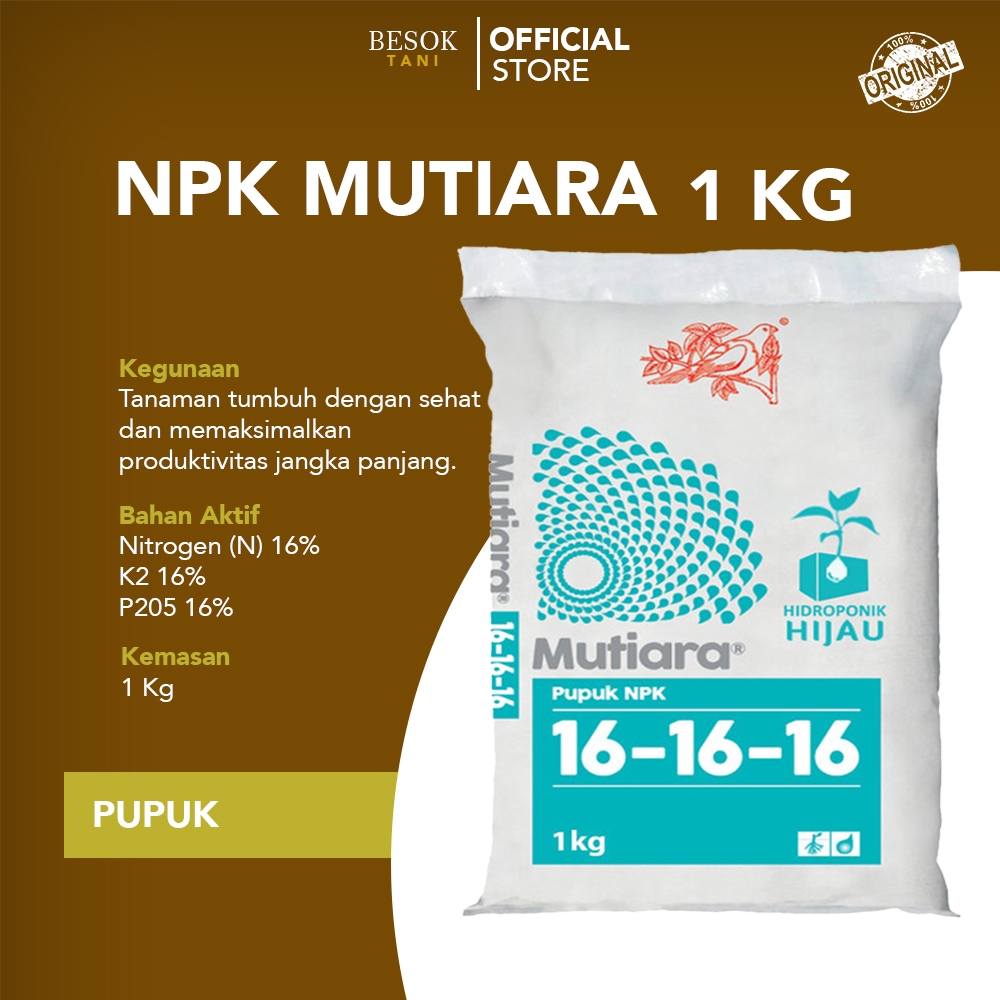 Jual PUPUK NPK MUTIARA 16 16 16 MEROKE | 1 Kg | Kemasan Pabrik | Shopee Indonesia