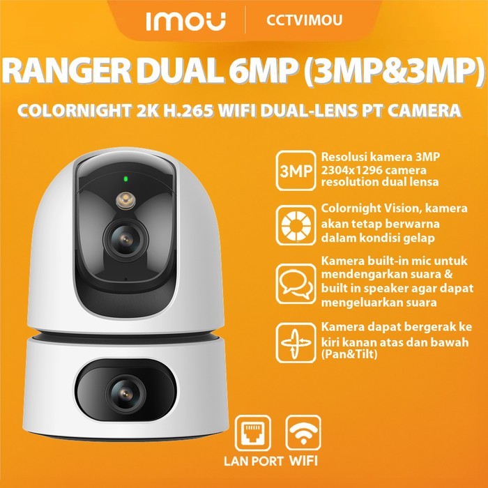 Jual CCTV IMOU Ranger Dual 6MP ( (3MP&3MP) 2K 2WAY WIFI Dual-Lens P&T ...