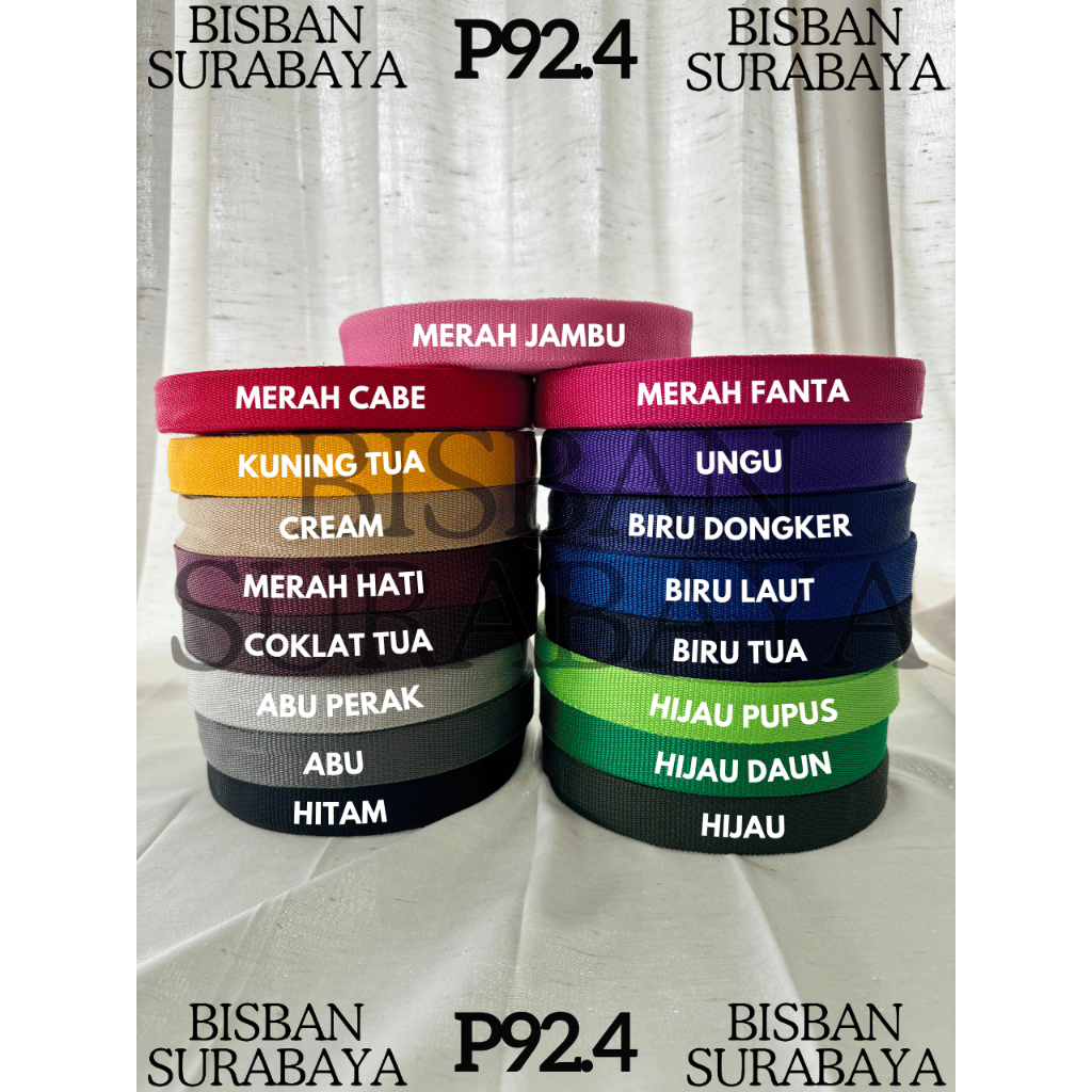 Jual (PER ROLL) WEBBING BISBAN 2,5CM TALI TAS LEBAR 2,5 CM (30YARD ...