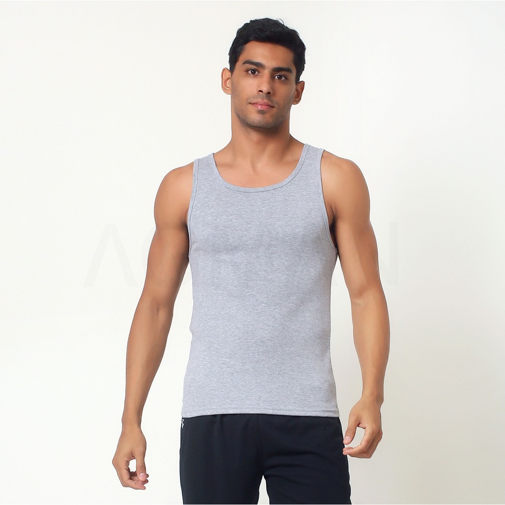Jual AGMAN Ribbed tank top for men singlet pria bahan katun tebal ...