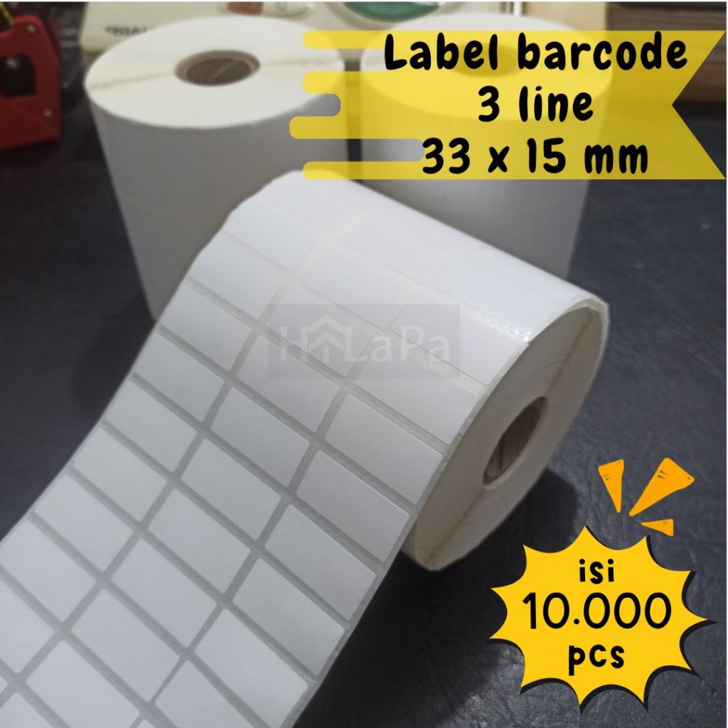 Jual Sticker Label Barcode 3 line ukuran 33x15 mm 33x15mm 33 x 15 mm ...