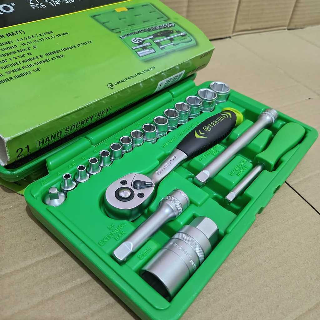 Jual Tekiro Kunci Shock Sock Sok Set 21 Pcs 1/4" - 3/8" Ratchet + Tekiro kunci L Panjang Set 8 ...