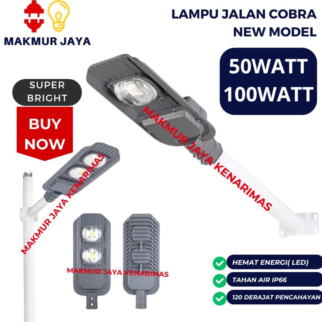 Jual Lampu Jalan Pju Cobra 50w 100w Watt Led 220v Listrik Pju Led