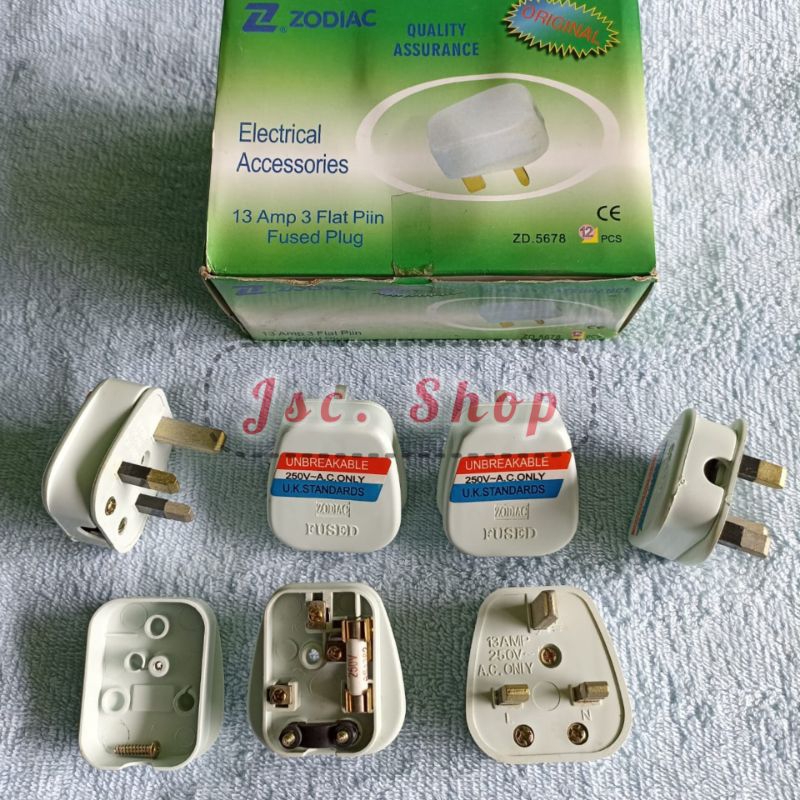 Jual Steker AC Fuse 3 pin 3 kaki Merk ZODIAC Warna Putih | Shopee Indonesia