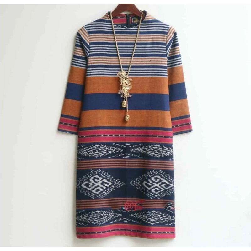 Jual Dress tenun wanita cassual tenun ethnic blangket jepara | Shopee Indonesia