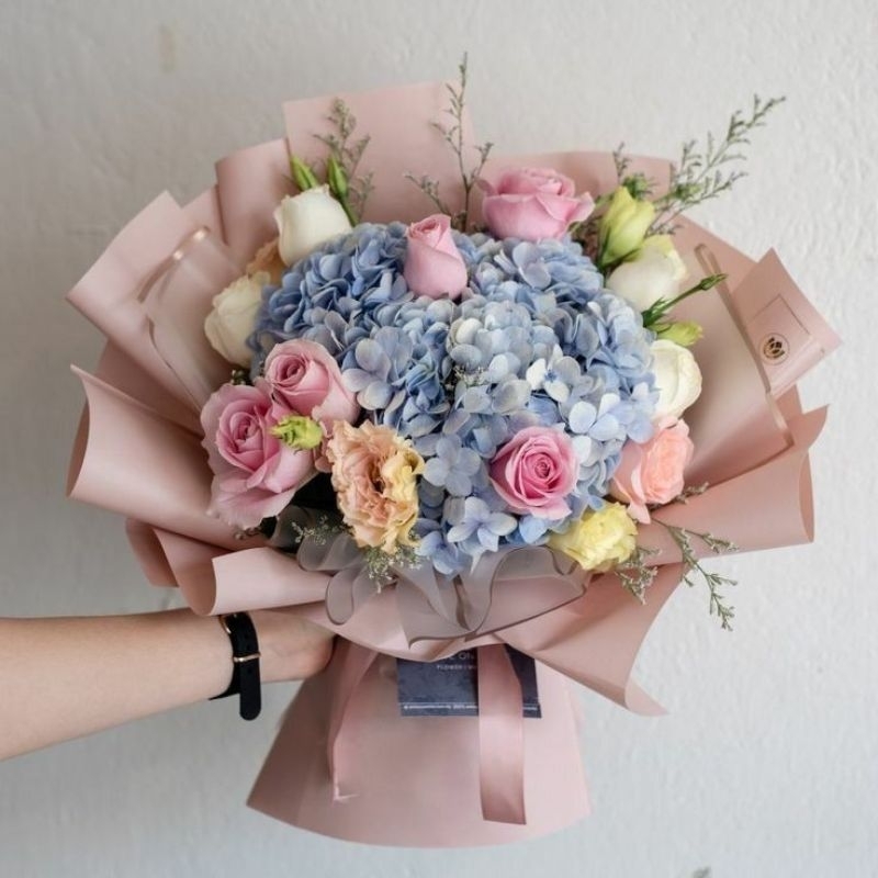 Jual hydrangea roses bouquet bucket buket bunga segar instant sameday ...