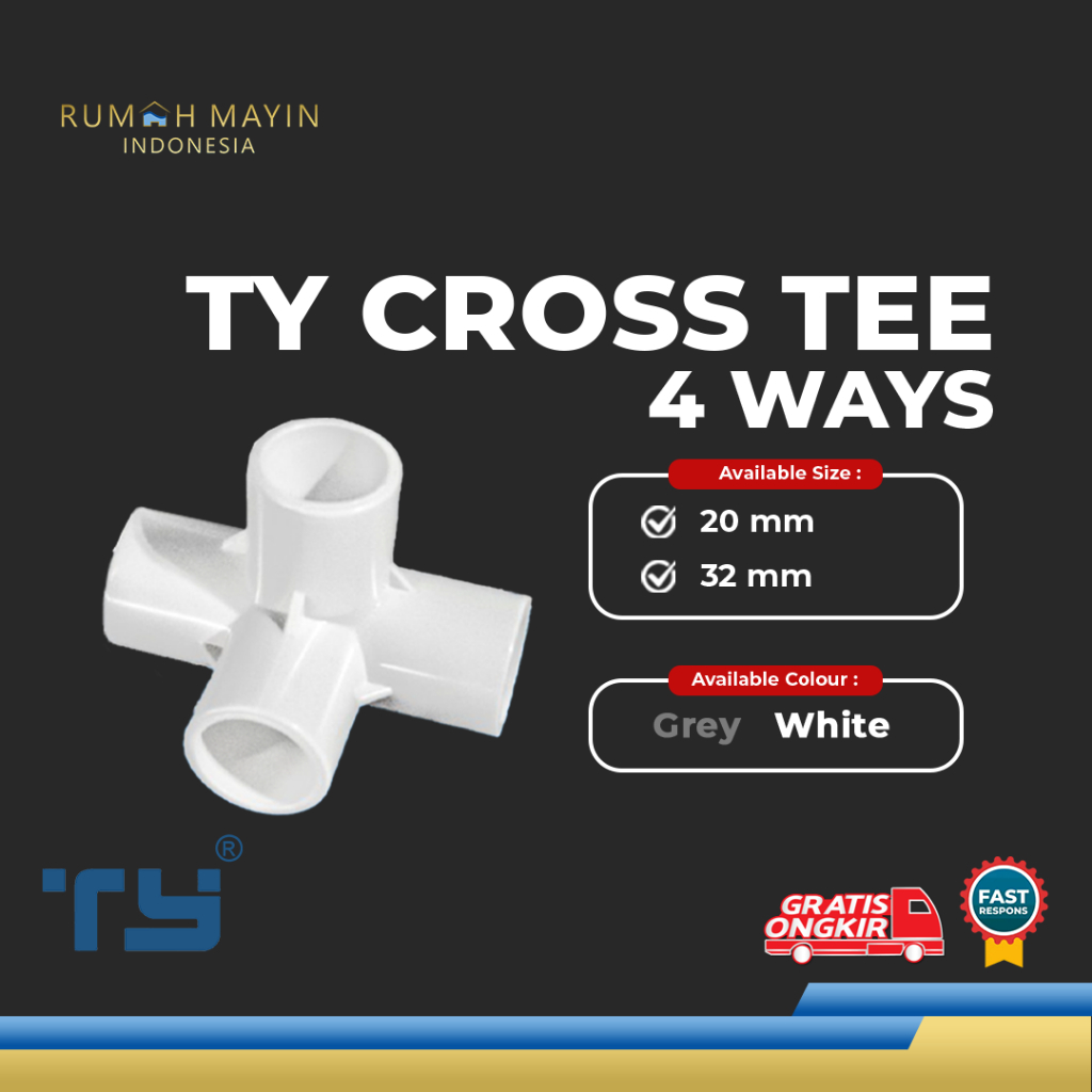 Jual TY Cross Tee T Four 4 Way Pipa Pipe U – PVC by 3 Pawns | Shopee Indonesia