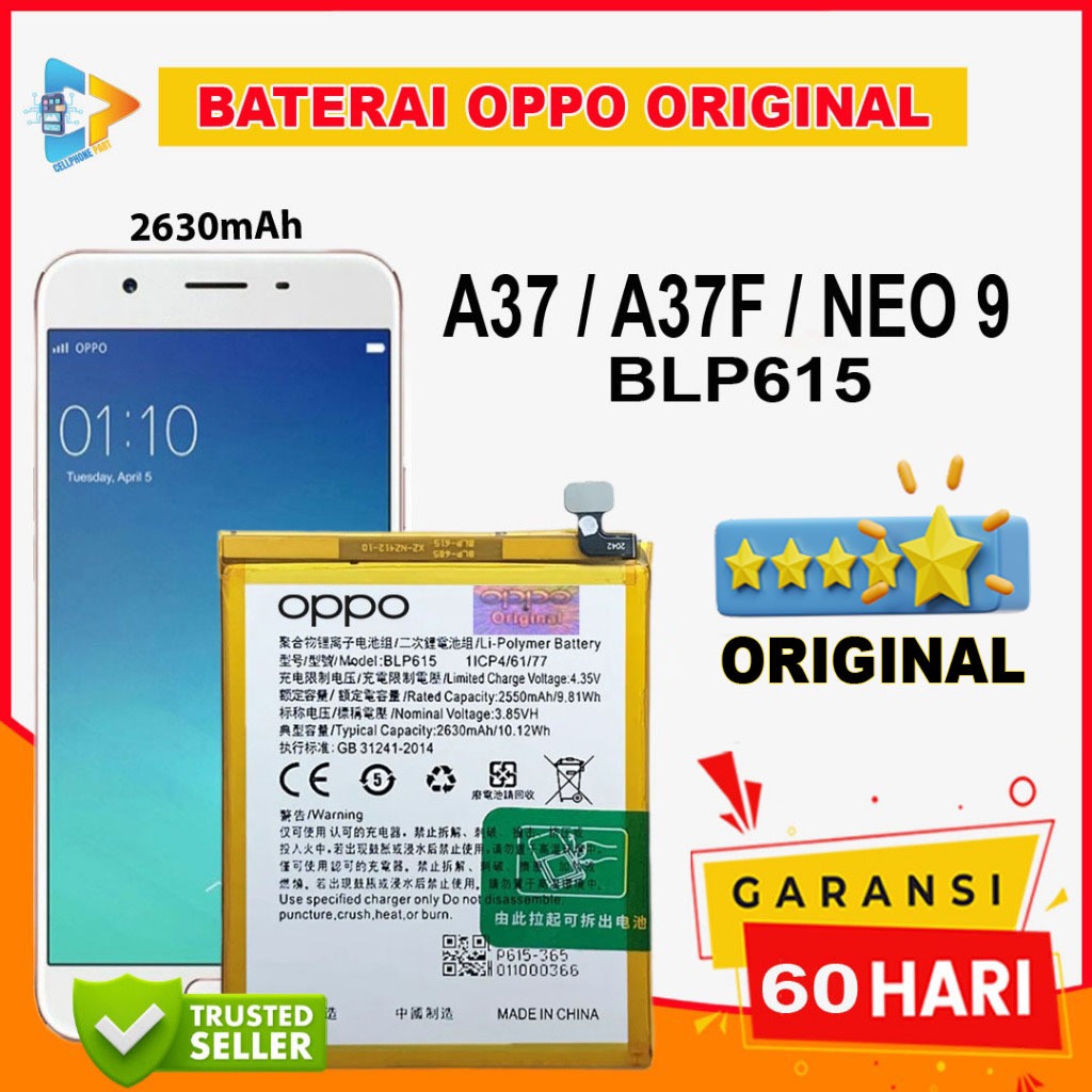 Jual BATERAI BATRE OPPO A37 / A37F / NEO 9 BLP615 ORIGINAL 100% ...