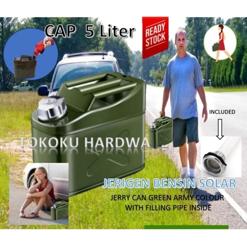 Jual JERIGEN BESI ( JERRY CAN STEEL ) 5 Liter BBM BENSIN/ SOLAR ...