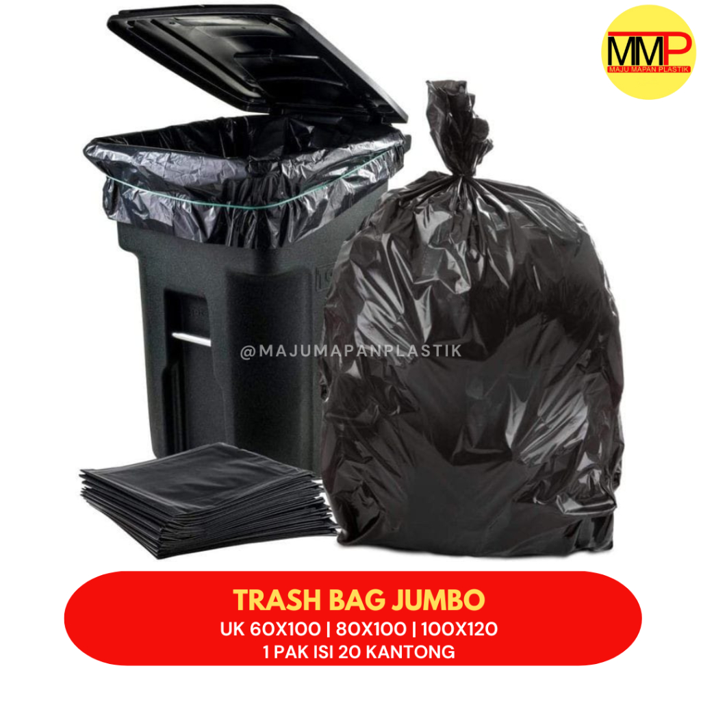 Jual Trash Bag / Kantong Sampah Jumbo / Kantong Sampah Hitam Besar isi 20 pcs / 60X100 - 80X100 ...