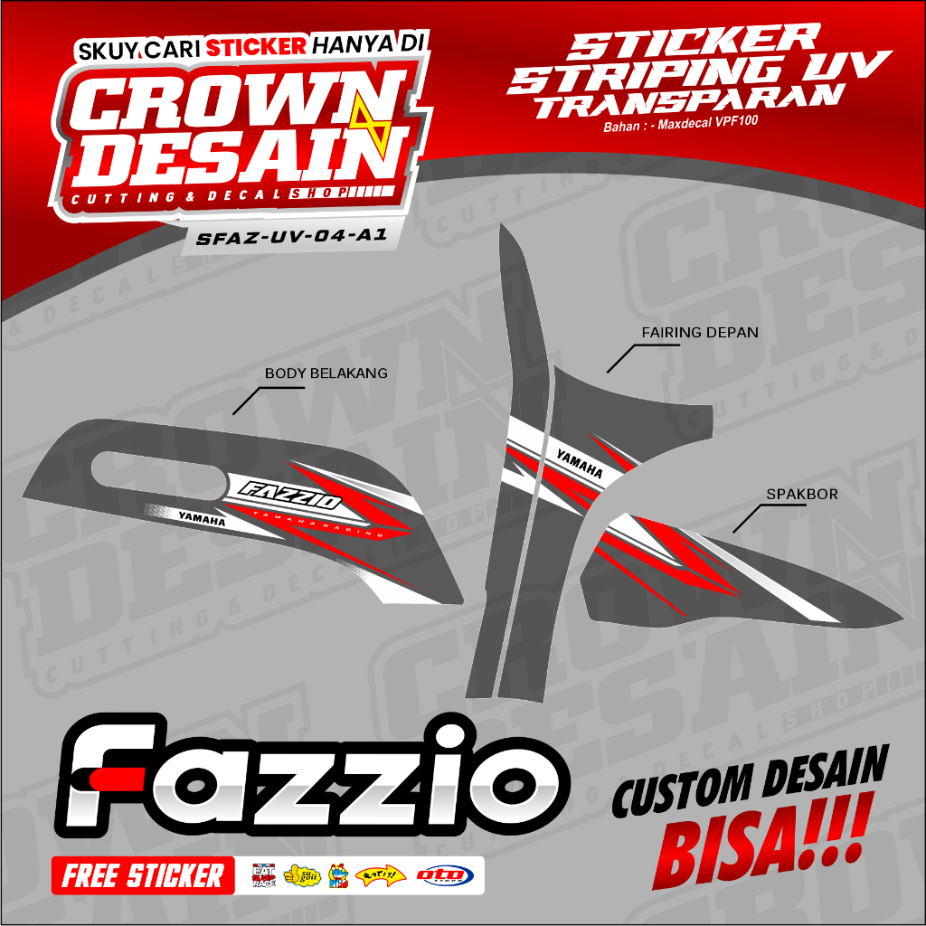 Jual Stiker Striping Fazzio 125 Sporty Transparan Simple - Striping UV Transparan Yamaha Fazzio ...