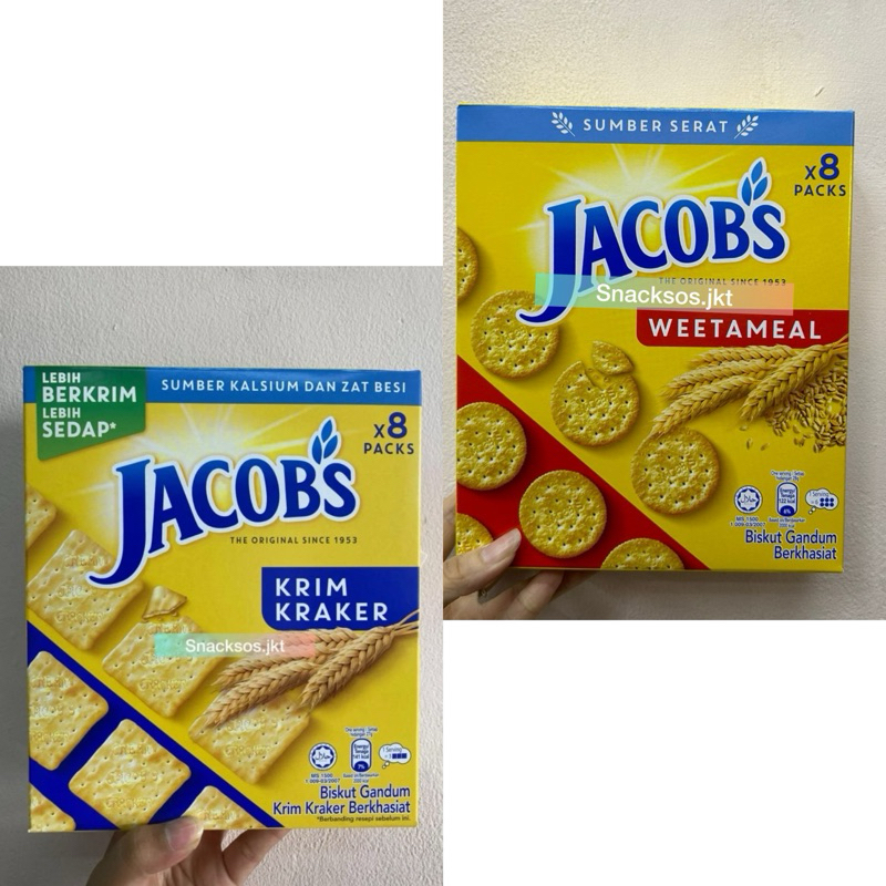 Jual JACOBS CRACKERS ORIGINAL CREAM / WHEETAMEAL CRACKER BISCUIT ...