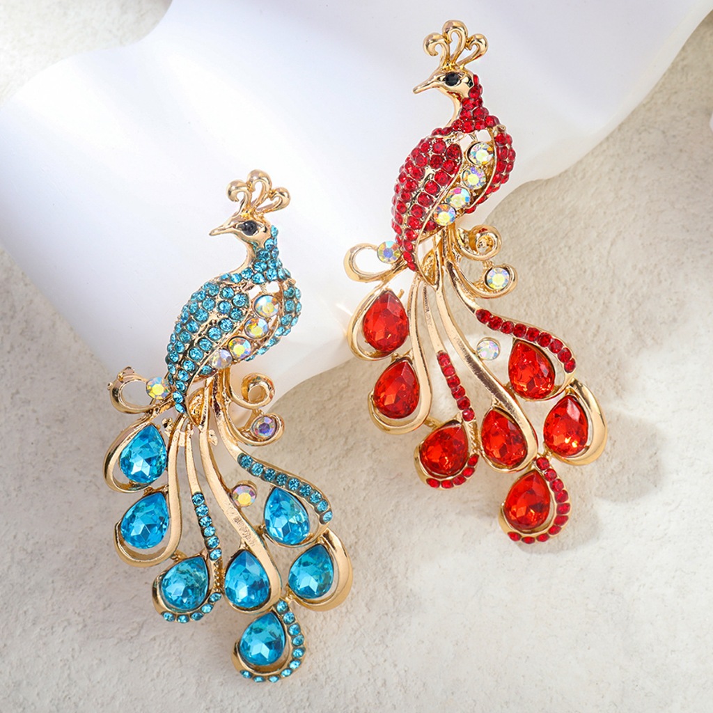 Jual Pucigo Bros Peacock Premium Brooch Burung Merak Red & Blue Full ...