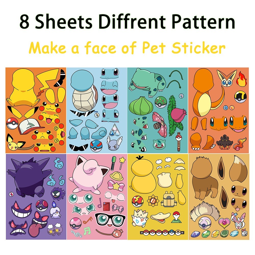 Jual COD 8PCS teka-teki Stiker lucu Pokemon Pikachu Anti Air Stikers ...