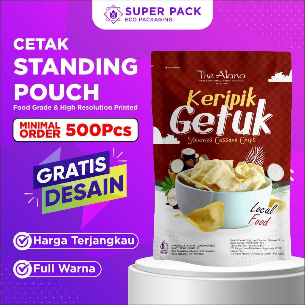 Jual (MIN ORDER 500PCS) CUSTOM CETAK STANDING POUCH KEMASAN MAKANAN ...