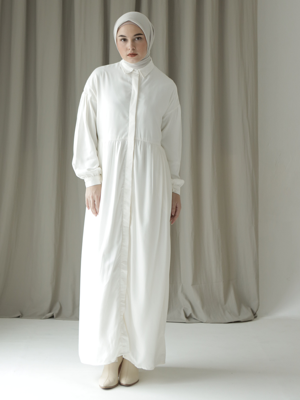 Jual Pradhu by Aska Label - Gamis wanita dress Muslim wanita bahan rayon lengan panjang full ...