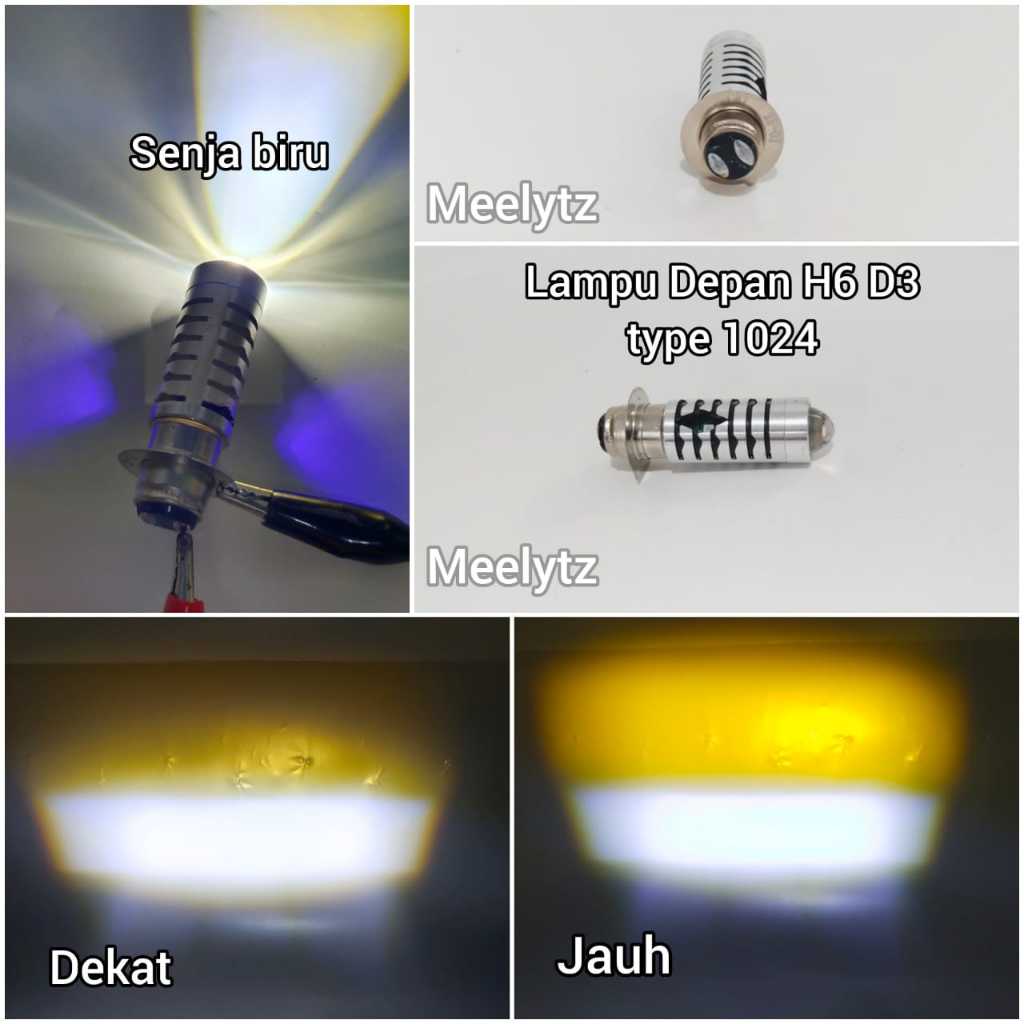 Jual Lampu utama Led H6 laser jauh dekat putihkuning plus senja biru ...
