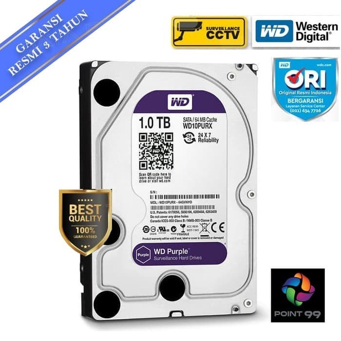 Jual WD Purple PC 1TB 3.5" HDD/ HD/ Hardisk/ Harddisk Internal CCTV ...