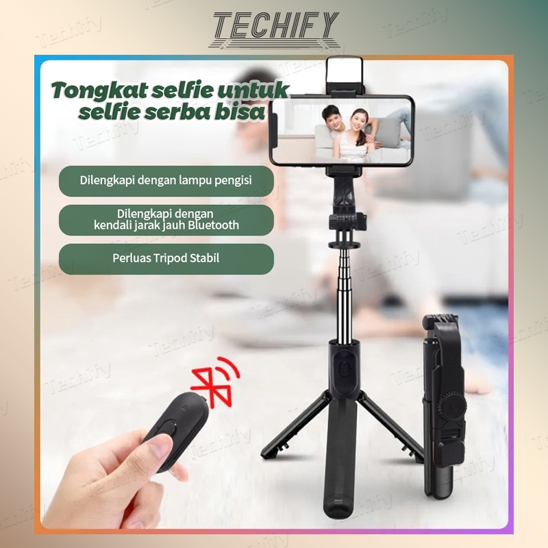 Jual 【TECHIFY】Tongkat Selfie Lipat/Tongsis dengan Remote Bluetooth, Tripod Selfie Mini Portabel ...