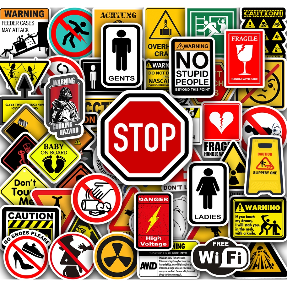 Jual [50PCS] Stiker Peringatan logo Stiker Tahan Gores Decal Kartu ...