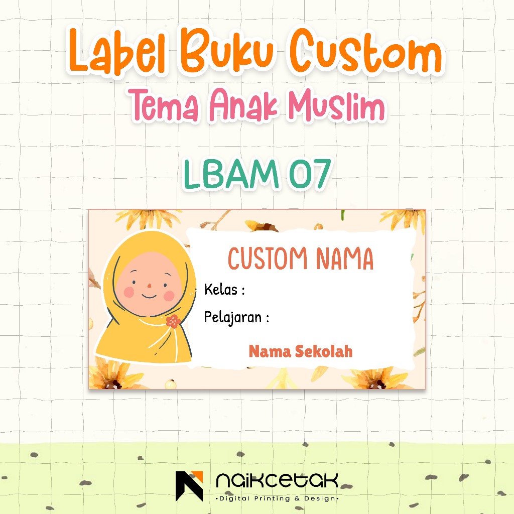 Jual STIKER LABEL BUKU CUSTOM FOTO & NAMA ANAK MUSLIM | Shopee Indonesia