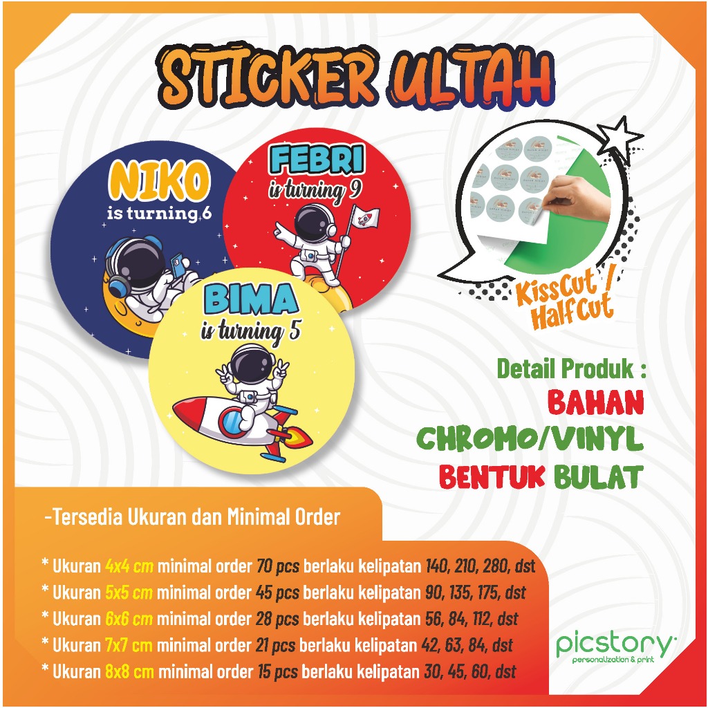 Jual Stiker Bulat Ulang Tahun Anak / Cetak Sticker Ultah Birthday ...