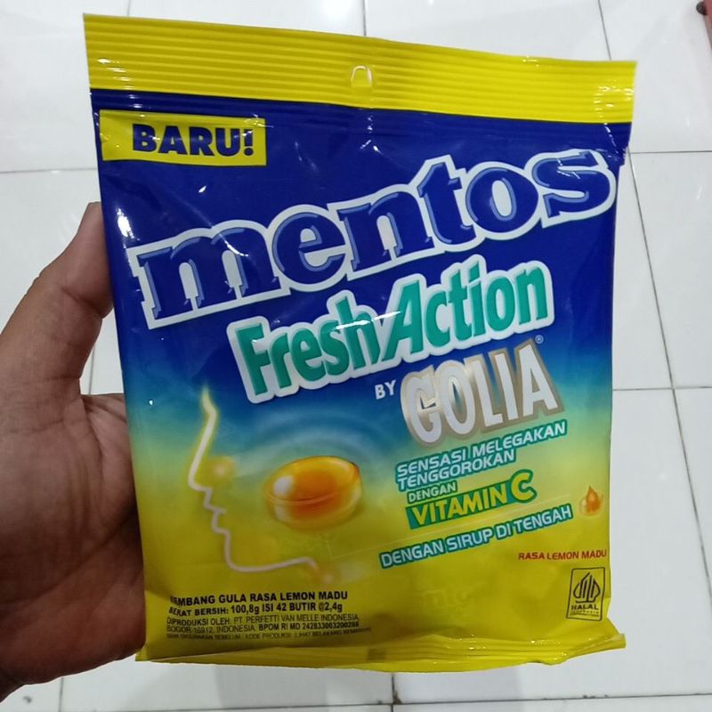 Jual Mentos Fresh Action Permen Rasa Lemon Madu isi 42 Butir @2.4g /100 ...
